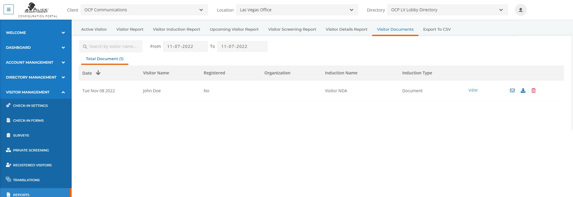 ALICE Portal Visitor Documents Tab